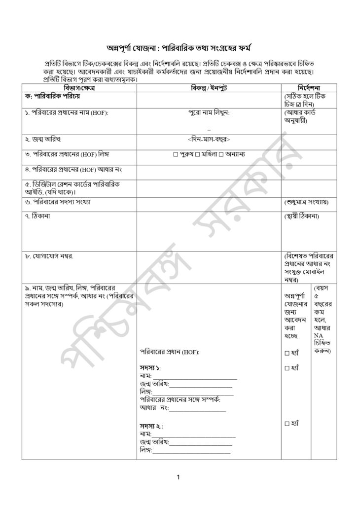 Annapurna Bhandar Form PDF Download 2026 – Official Family Data ...